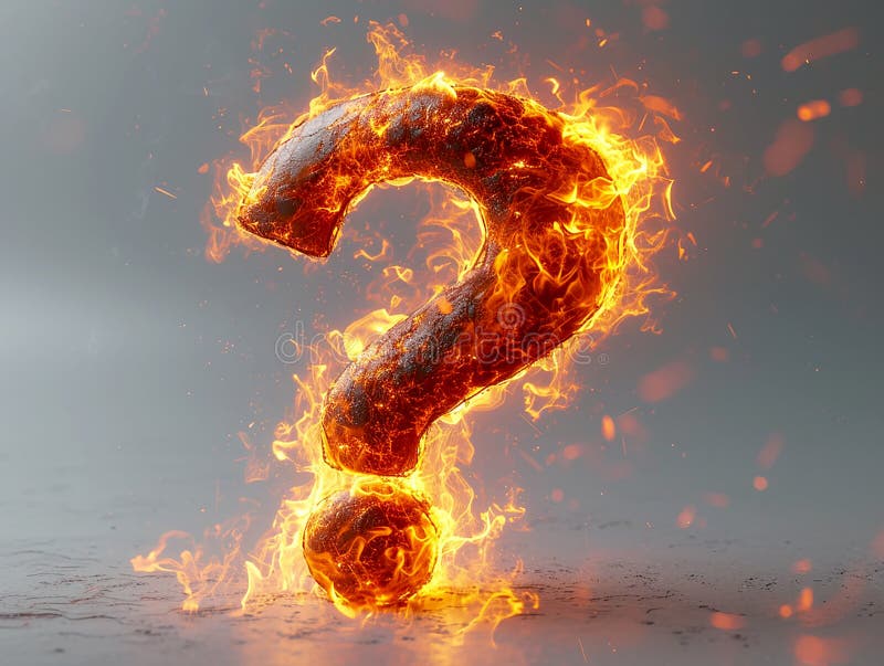 Fiery Burning Question Mark on a Light Background Stock Illustration ...