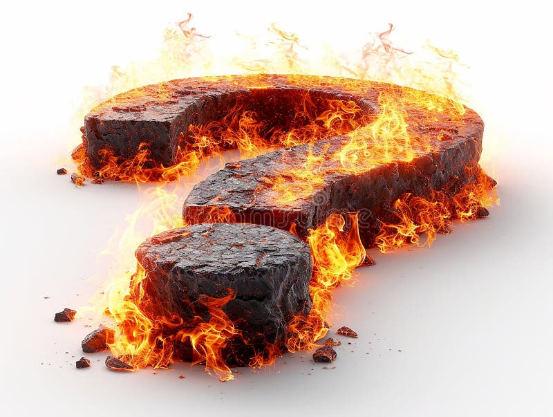 Fiery Burning Question Mark on a Light Background Stock Illustration ...