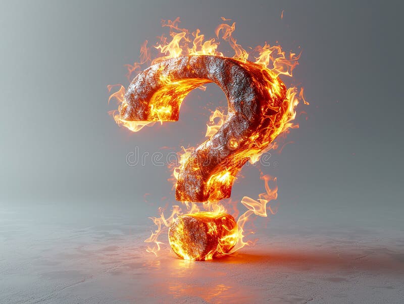 Fiery Burning Question Mark on a Light Background Stock Illustration ...