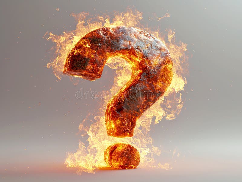 Fiery Burning Question Mark on a Light Background Stock Illustration ...