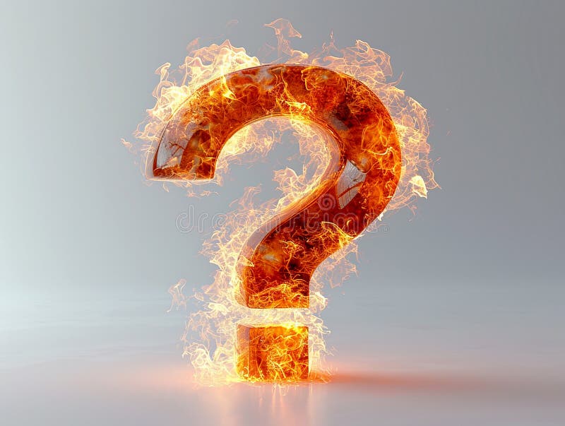 Burning Question Mark Vortices Fire Flames on Dark Sky Background Stock ...