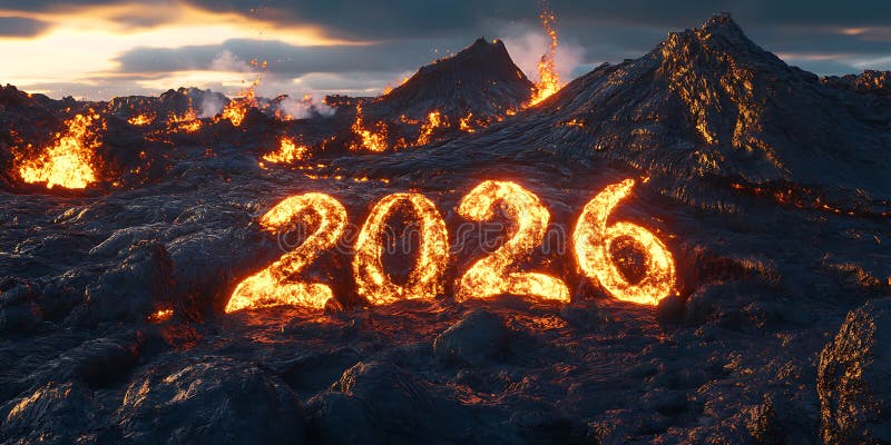 Fiery 2026 a Burning Vision of the Future Stock Illustration ...