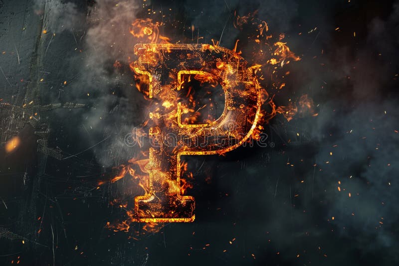 Fiery Letter P Ornate Capital Letter Ablaze with Flames and Embers ...