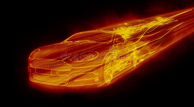 The Fiery Car stock illustration. Illustration of coupe - 54642372