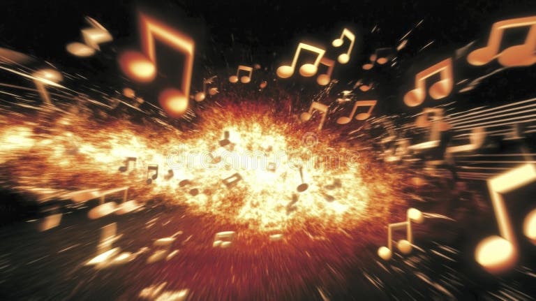 Fiery Cascade of Notes in an Explosive Musical Symphony Stock ...