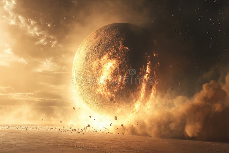 Fiery Celestial Body Collides in a Dramatic Cosmic Explosion Above a ...