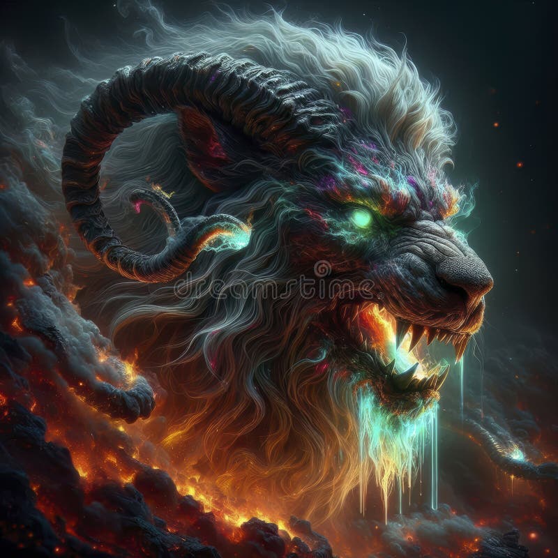 Fiery Celestial Lion: a Digital Painting of a Mythical Creature ...