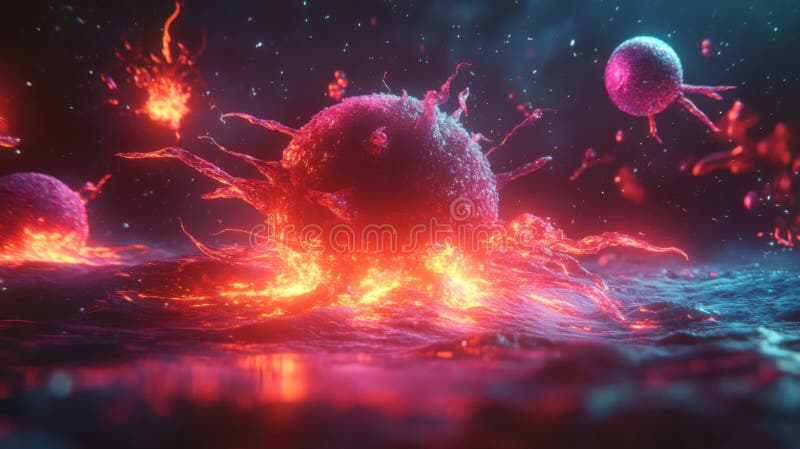 Fiery Cell Destruction Inflammatory Response Imagery Stock Illustration ...