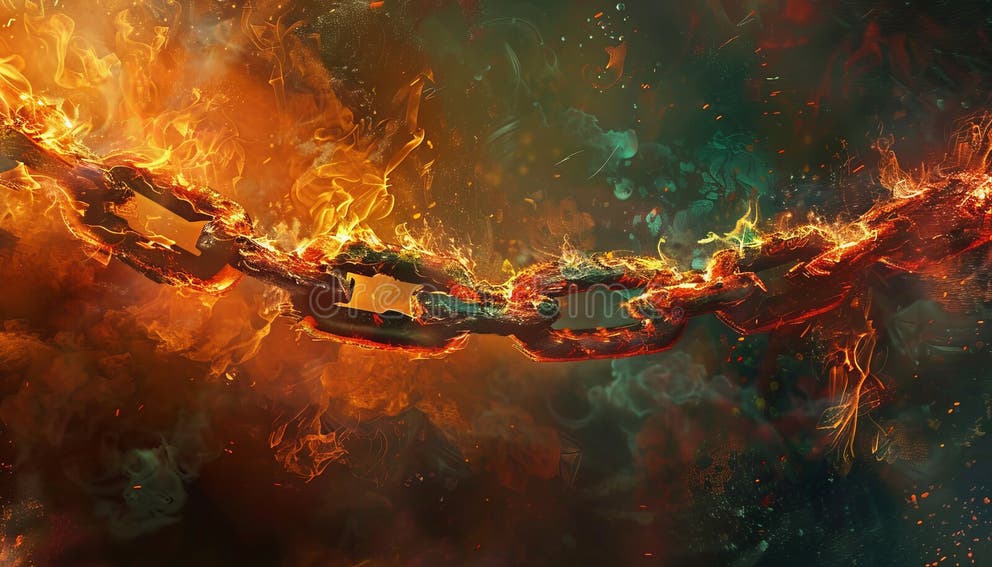 Fiery Chains Symbolize Resilience. Embodying Strength in Face of ...