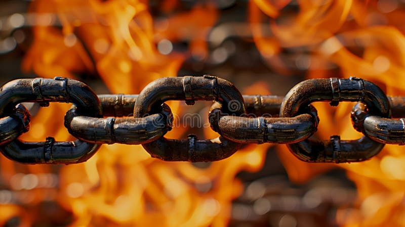 Fiery Chains Symbolizing Resilience in the Face of Adversity, Embodying ...
