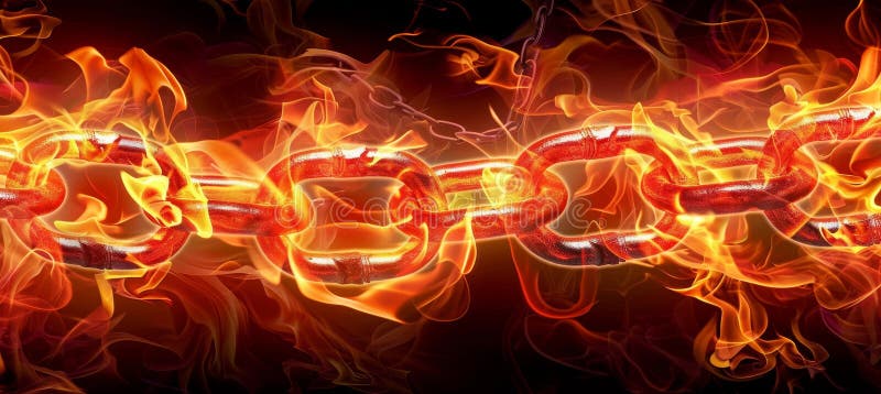 Fiery Chains Symbolizing Unwavering Strength in Adversity, a Powerful ...
