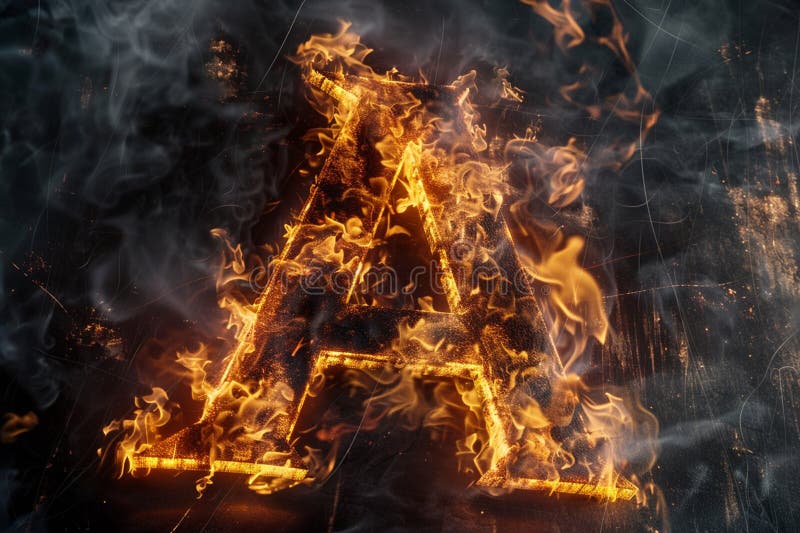 Fiery a Character Design Burning Letter with Smoke and Embers, Dramatic ...