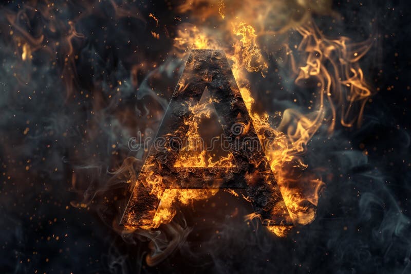 Fiery a Character Design Burning Letter with Smoke and Embers, Dramatic ...