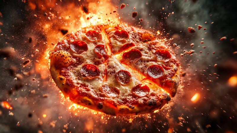 Fiery Cheese Pizza Explosion for Captivating Pizzeria Advertisements ...