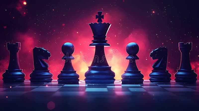 Fiery Chessboard Queen Leads, Strategy Game Stock Illustration ...