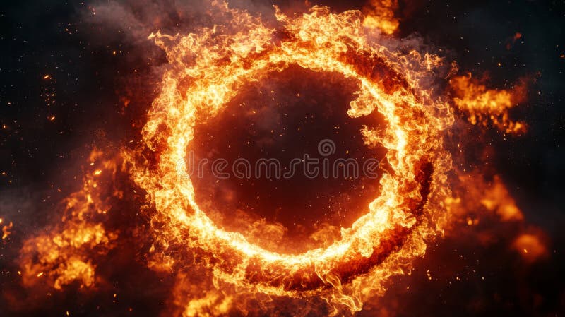 Fiery Circle of Flame in Space Stock Illustration - Illustration of ...