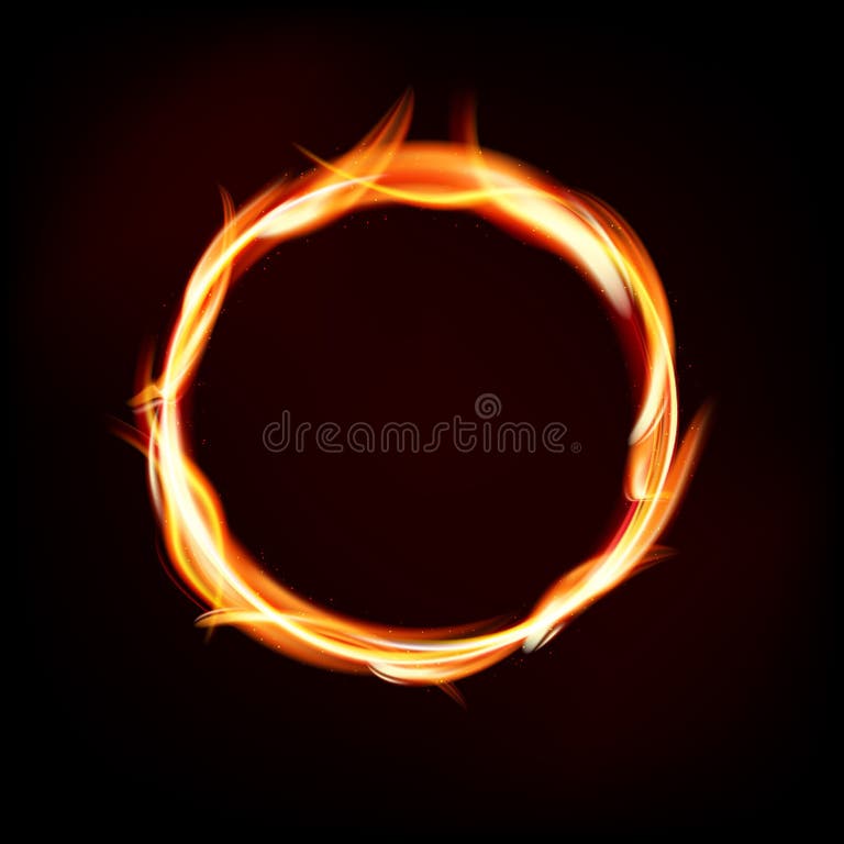 Fiery Circle of Flames on Dark Background Stock Vector - Illustration ...