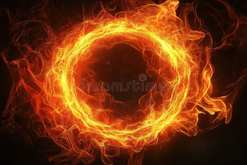 Fiery Circle of Flames in Vibrant Motion and Abstract Design Stock ...