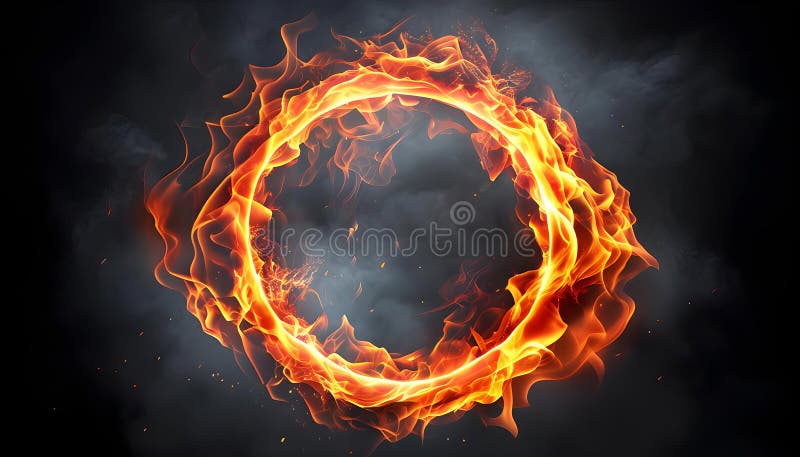 Fiery Circle of Flames, Vibrant Reds and Oranges, Energy Symbol ...