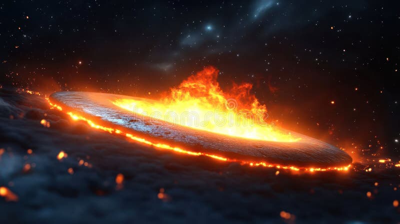 A Fiery, Circular Formation in Space, Resembling a Glowing, Molten ...