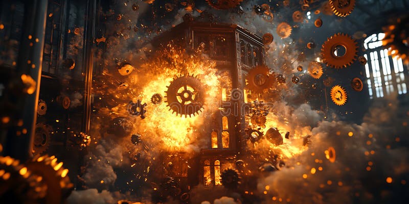 Fiery Cityscape Destruction Apocalyptic Urban Fire Wallpaper Stock ...