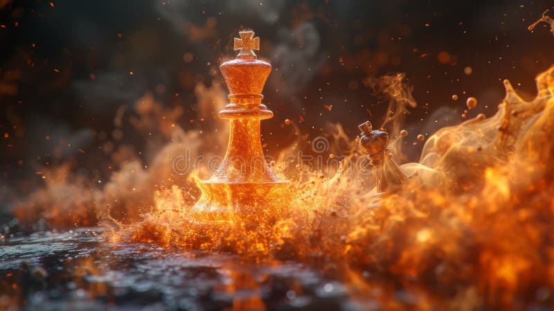 Fiery Clash of Chess Titans Stock Image - Image of aggressive ...