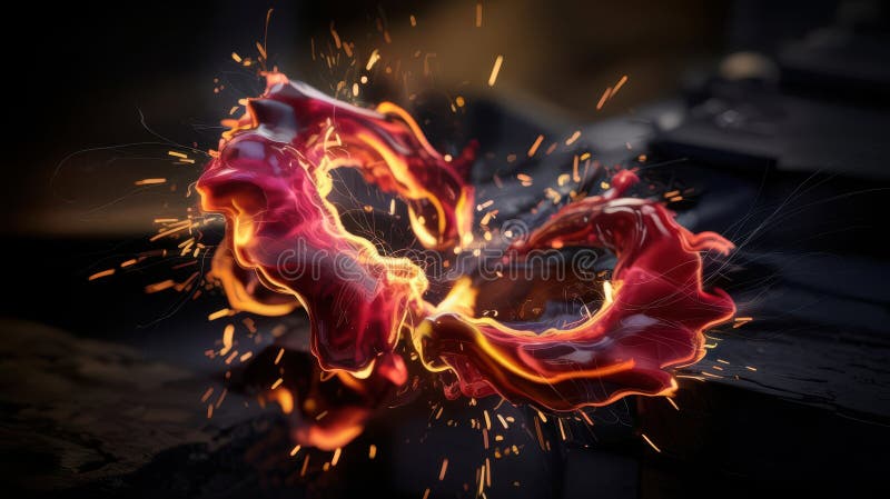 Fiery Clash of Elements Unleashed in Electric Liquid Form Stock ...