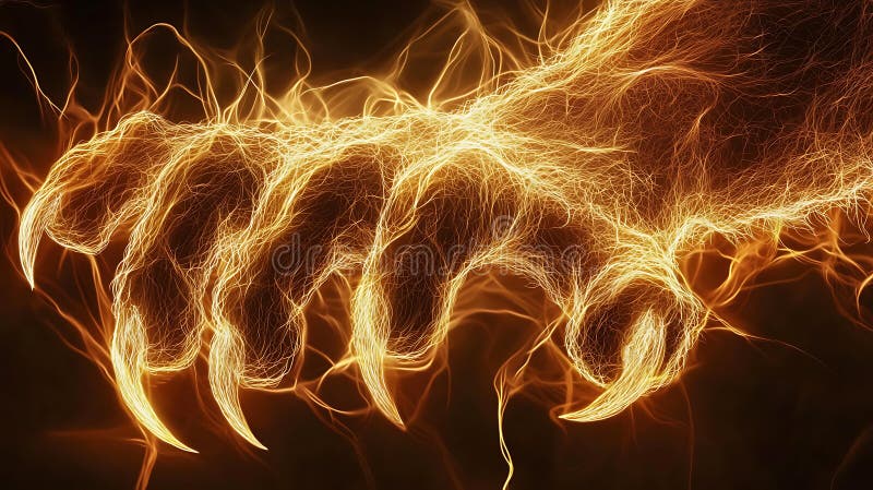 Fiery Claws Abstract Art stock illustration. Illustration of gold ...