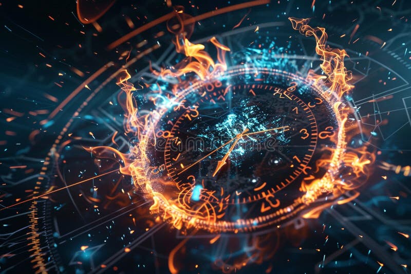 Fiery Clock stock illustration. Illustration of digital - 351031943
