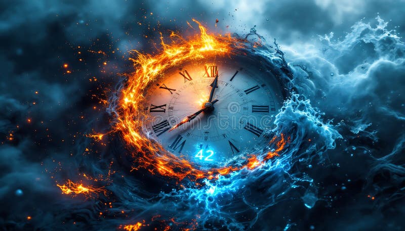 Fiery Clock Face: Abstract Time Concept, Generative AI Art Stock ...