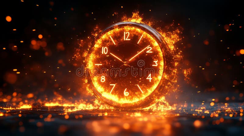A Fiery Clock Representing the Passage of Time and Urgency in a ...