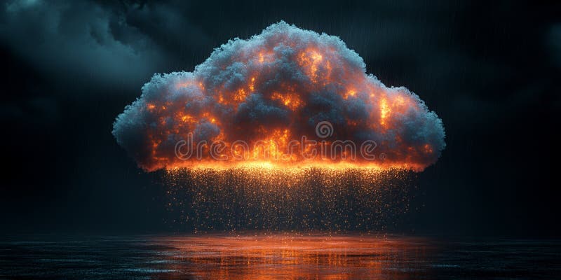 Fiery Cloud Dramatic Rain Digital Art Abstract Background Image 3d Fire ...