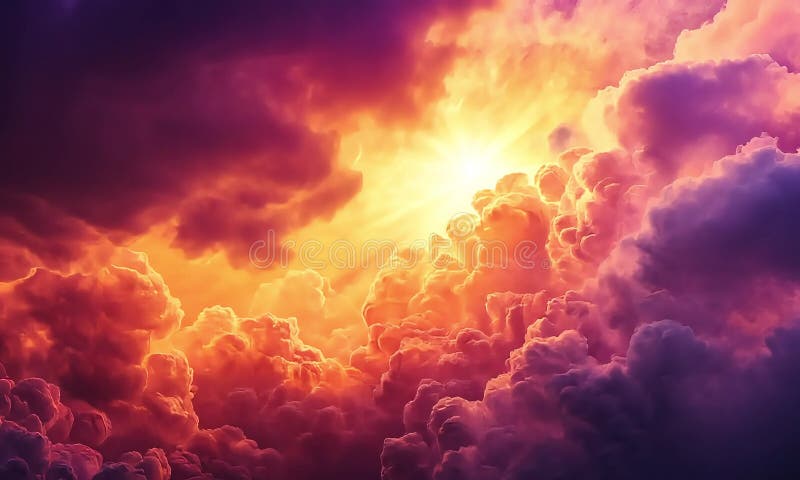 Fiery Clouds Explode with Radiant Light Stock Footage - Video of graphic, dramatic: 369402098