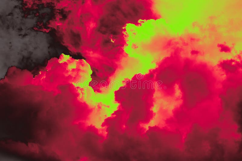Intense Neon Red and Yellow Cloudscape Background Stock Photo - Image ...