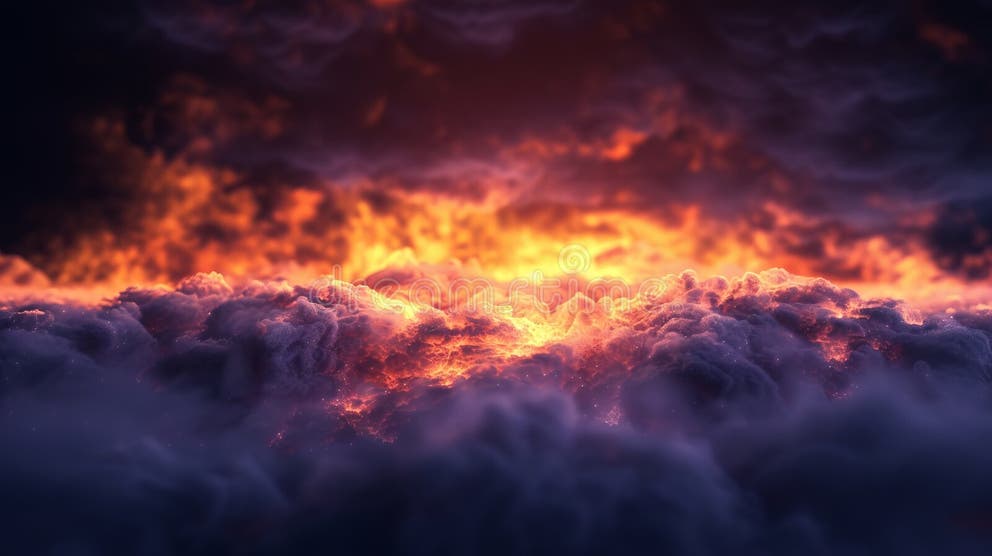 Fiery Cloudscape Background: Dramatic Sky, Abstract Fire Clouds Texture ...