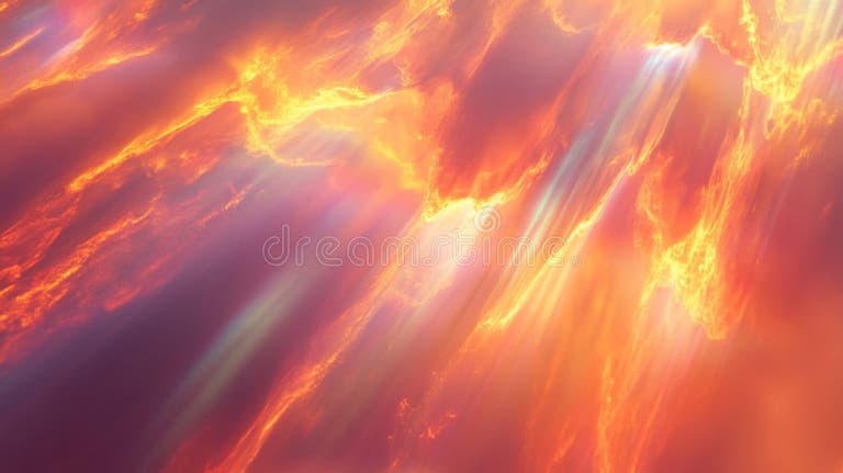 Fiery Cloudscape Celestial Light Rays Burst Stock Illustration ...