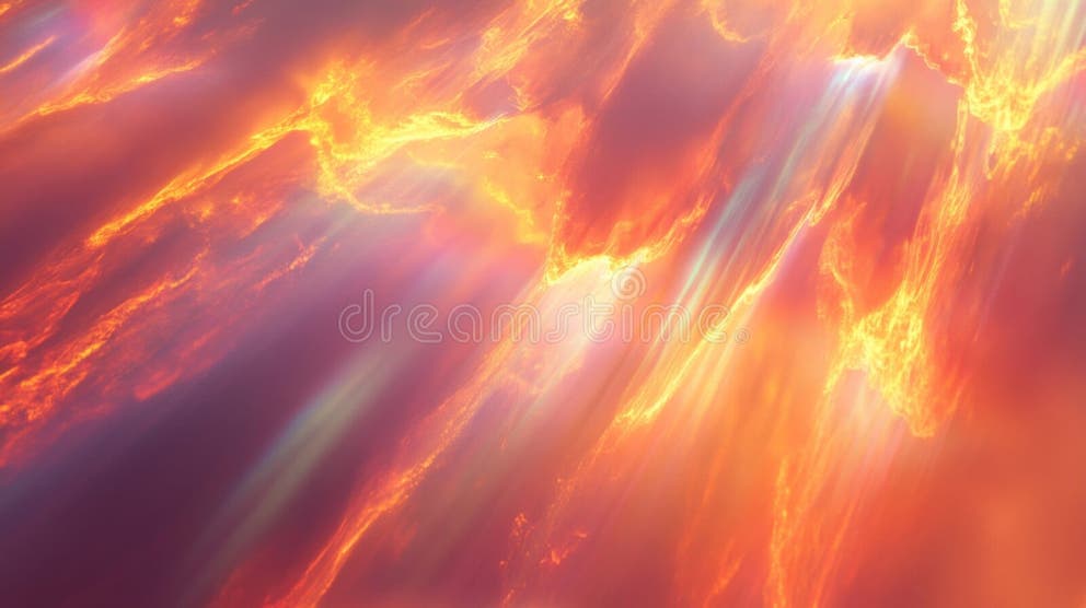Fiery Cloudscape Celestial Light Rays Burst Stock Illustration ...