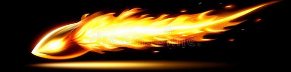 Fiery Comet Blazing Across Dark Night Sky Dramatic Space Image Burning ...