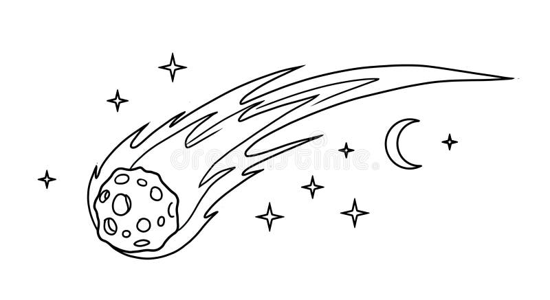 Fiery Comet Streaking Across Night Sky Cosmic Celestial Body Space ...