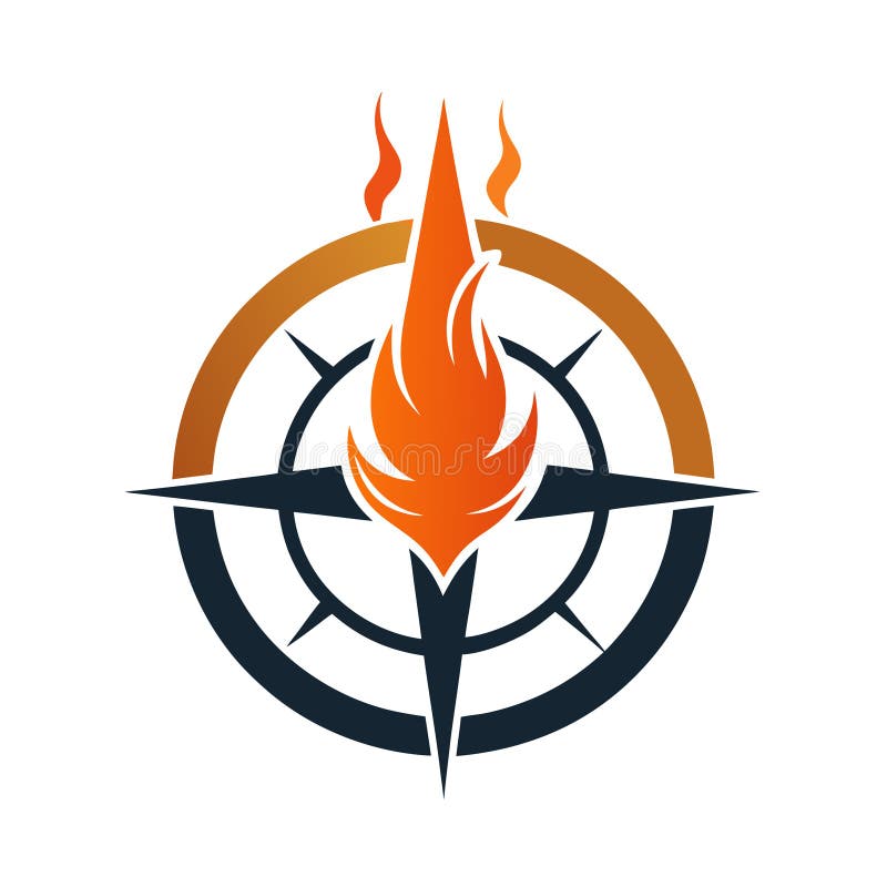 Fiery Compass Rose Logo Design with a Warm Color Palette for Navigation ...