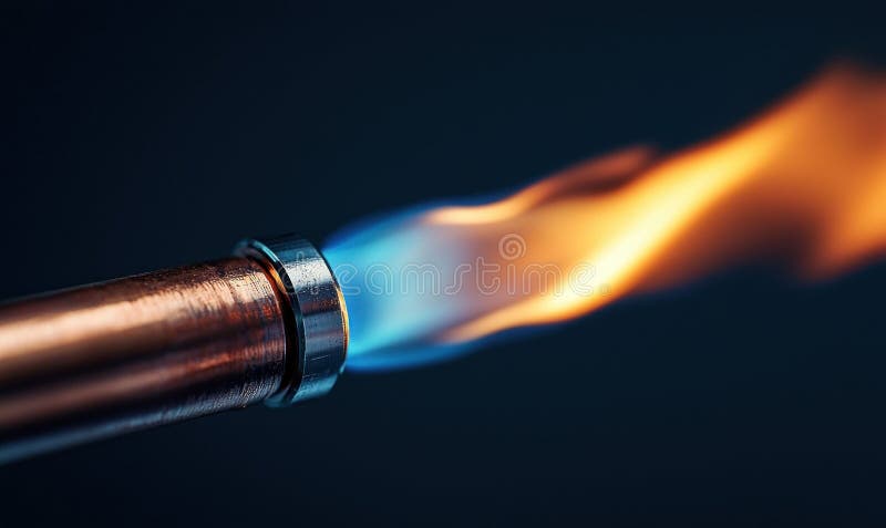 Fiery Copper Pipe Flame stock photo. Image of metal - 367820454