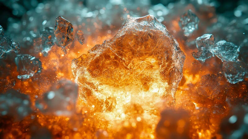A Fiery Core Encased in Ice, Symbolizing the Contrast between Heat and ...