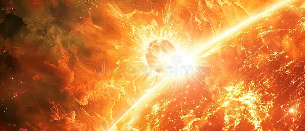 Fiery Cosmic Collision: a Planet S Explosive Birth Stock Illustration ...