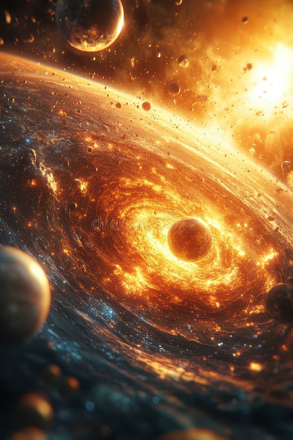 Fiery Cosmic Collision Planets Exploding Nebula Destruction Space Stock ...