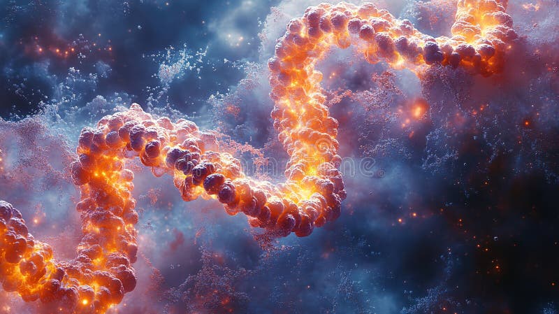 Fiery Cosmic DNA Strand: Abstract Nebula Art Stock Illustration ...