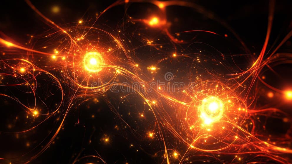 Fiery Cosmic Entities Interconnected through Energy Streams Stock ...