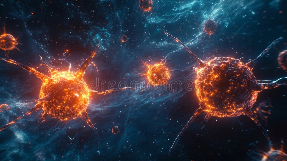 Fiery Cosmic Entities Traverse Nebulae in Space Stock Illustration ...