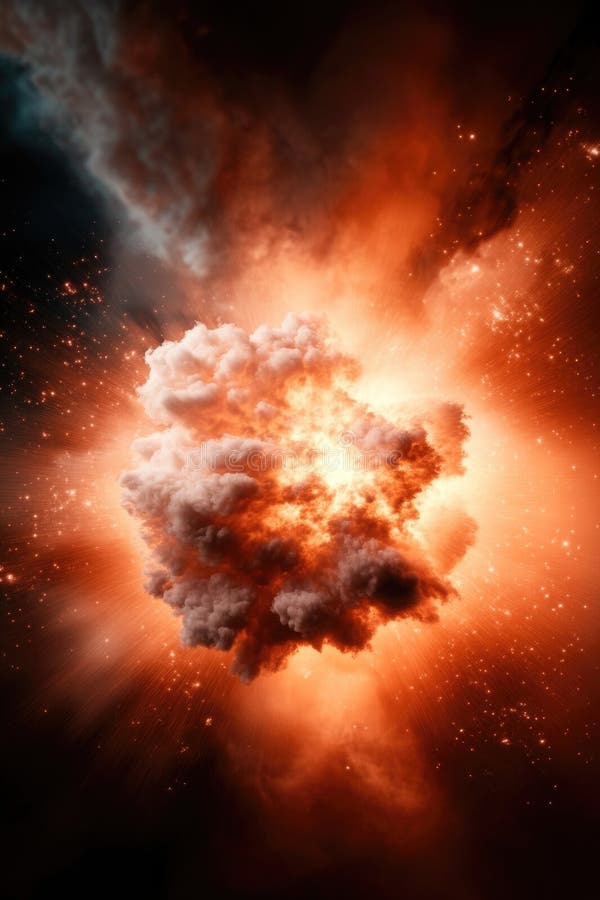 Fiery Cosmic Explosion with Bright Nebula and Glowing Particles in ...