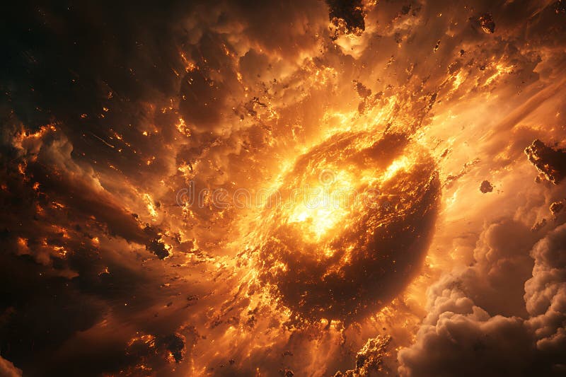 Fiery Cosmic Explosion Celestial Event, Burning Planet, Dramatic Space ...