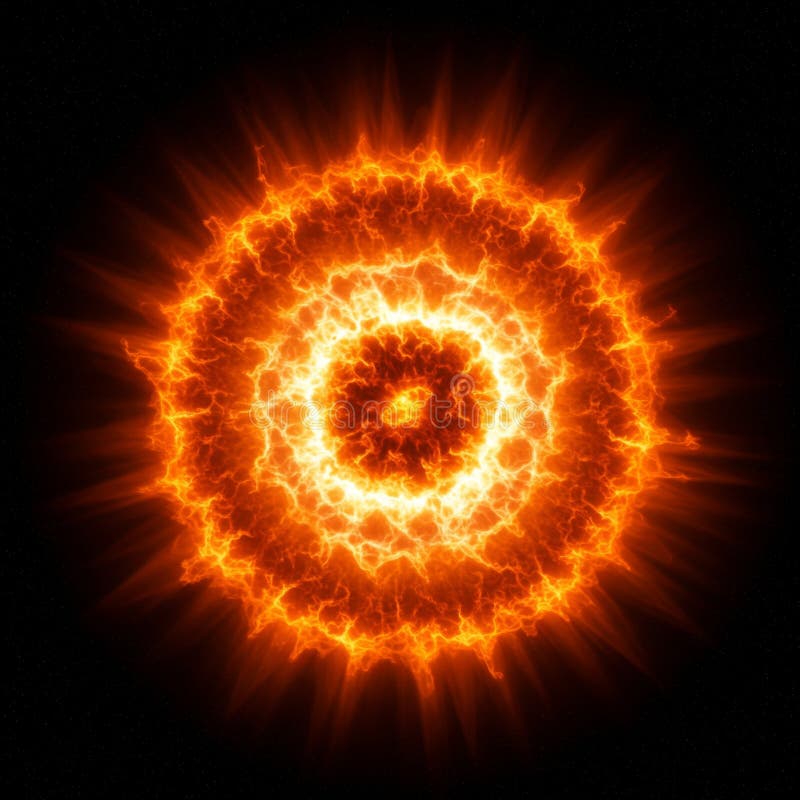 Fiery Cosmic Explosion with Concentric Circles Stock Illustration ...